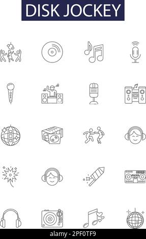 Dj line vector icons and signs. Music, Turntables, Mixing, Scratching ...
