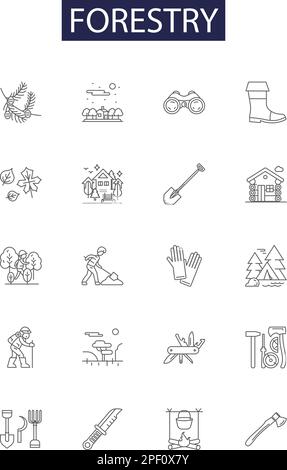 Forestry and woodland line vector icons and signs. Forestry, Woodland ...