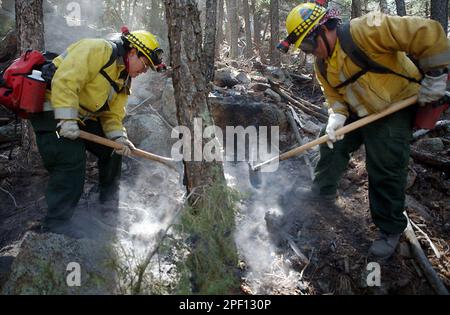 Firefighters working the flank of a fire in San Diego, California Stock ...