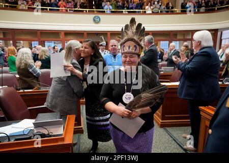 Clarissa Sabattis, Chief of the Houlton Band of Maliseets, foreground ...