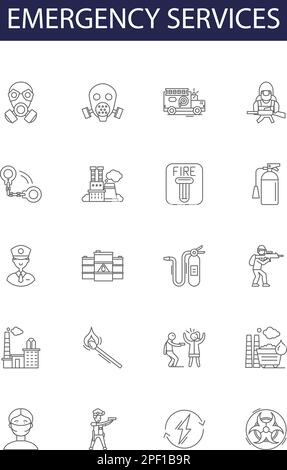 ambulance services icons, signs, outline symbols, concept linear illustration line collection ...