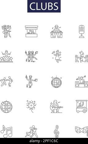 Social club line icons, signs, vector set, outline concept, linear ...