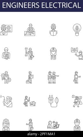 Engineers electrical line icons, signs, vector set, outline ...