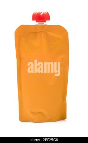 Blank white and orange foil packaging bag isolated on white background ...