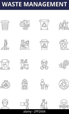 Hazardous waste management line icons, signs, vector set, outline ...