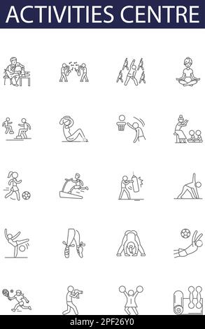 Activities centre vector line icons set. Activity, Centre, Outdoors ...