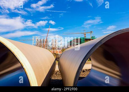 Two large diameter concrete pipes for a well Stock Photo - Alamy