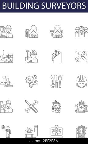Surveyors line vector icons and signs. Mapping, Geologists, Survey ...