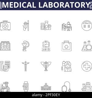Medical testing line icons collection. Diagnosis, Screening, Analysis ...