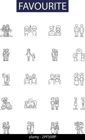 Favourite line icons, signs set, vector. Favourite outline concept ...