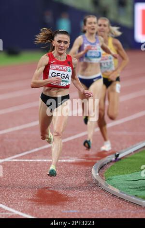 Luiza GEGA leading the 3000m Steeplechase Final at the European ...