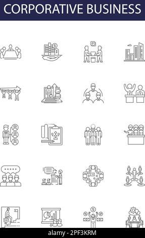Corporative business line icons, signs, vector set, outline ...