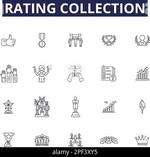 Ranking line icons collection. Evaluation, Grading, Scoring, Rating, Classifying, Ordering ...