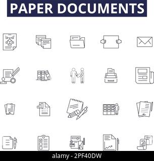 books and documents icons, signs, outline symbols, concept linear ...
