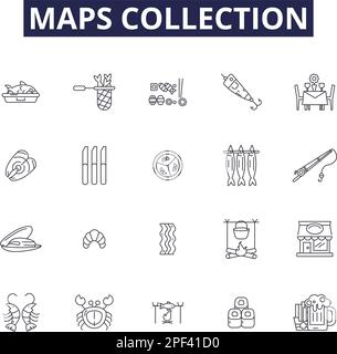 Maps and locations line icons signs set. Design collection of Maps ...