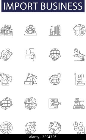 Export agents line icons, signs set, vector. Export agents outline ...