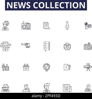 News reporting line icons collection. Journalism, Breaking, Exclusive, Investigative, Headline ...