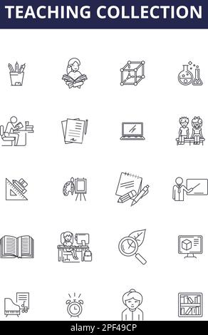 Coaching line icons collection. Mentoring, Guiding, Training, Instructing, Tutoring, Advising ...