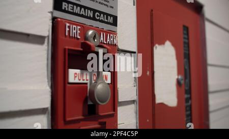 Security guards are learning how to use fire alarm panel Stock Photo ...