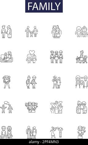 Parents line vector icons and signs. guardians, moms, dads, progenitors ...