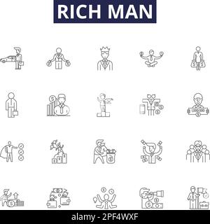 Millionaire line vector icons and signs. Rich, Monied, Prosperous ...