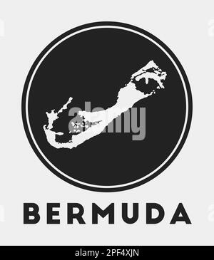 Bermuda badge. Map of the island with beautiful geometric waves and ...