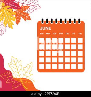 June Calendar Icon Set. Flat style vector EPS Stock Vector Image & Art ...