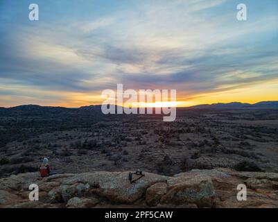 Daytime landscape of the Wichita Mountains National Wildlife Refuge at ...