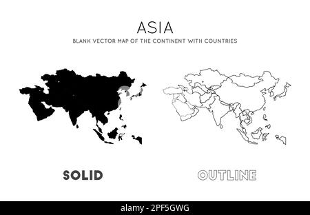 Detailed World Map with Borders and Countries Isolated on White. Vector ...