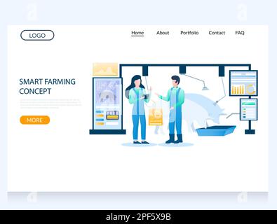 Smart farming robot concept banner. Isometric illustration of smart ...