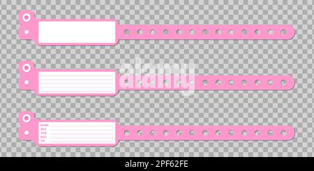 Hospital identification bracelet mockup. Medical wrist band template ...