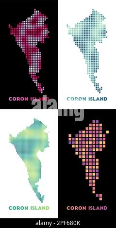 Coron Island Dot Map. Digital Style Boundary Shape. Coron Island vector ...