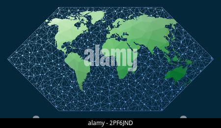 World map. Eckert 4 projection. Polygonal map of the world on ...