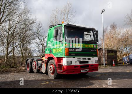 DAF CF truck of Ernest Thorpe Haulage parked in a freight yard in ...