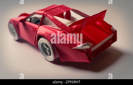 Origami paper model of a red car Stock Photo - Alamy
