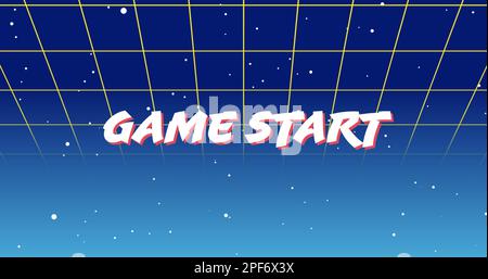Image of game start text over neon shapes on black background Stock ...