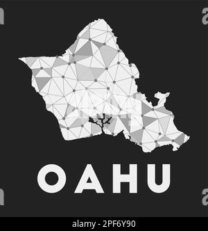 Oahu icon. Network map of the island. Round Oahu sign with gradient ...