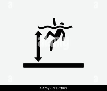 Drowning Icon Person Drown Drowned Man Calling Wave for Help Black ...