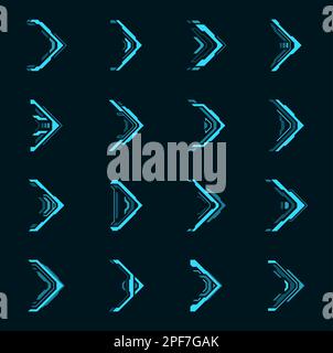 HUD game cursor. Game interface pointer sign for selection and press action, stylized futuristic ...