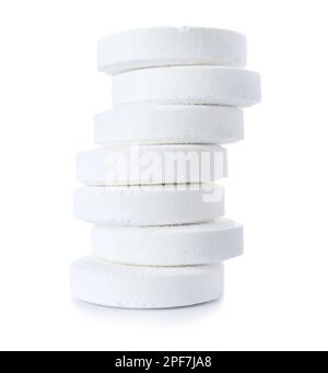 Stack of soluble tablets isolated on white background Stock Photo - Alamy