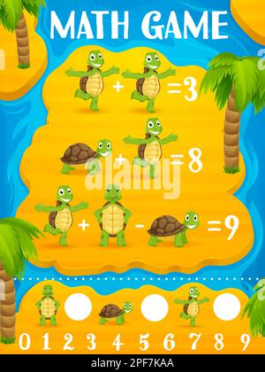 Tropical math game with cute characters. Jungle mathematic maze ...