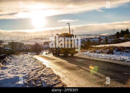 Mercedes Benz gritter and snow plough trucks at their depot in Denby ...
