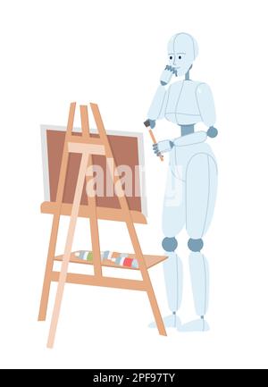 Easel with canvas painting semi flat color vector object Stock Vector ...