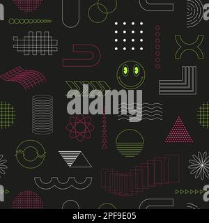 Retrofuturism pattern, seamless background with abstract geometric ...