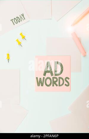 Writing displaying text Ad Words. Internet Concept oversee and control ...