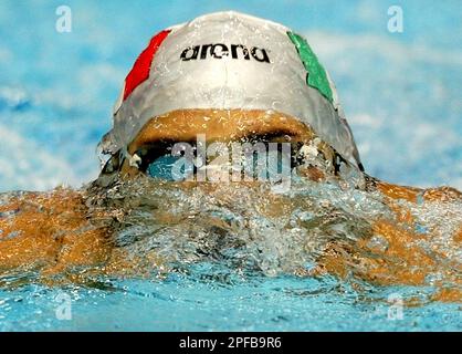 Italian swimmer Alessio Boggiatto during a 4 x 100 meter men medley ...