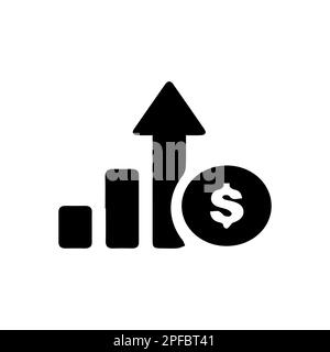 ar graphic icon black. Perfect Black pictogram illustration. Business chart with arrow. Growths ...