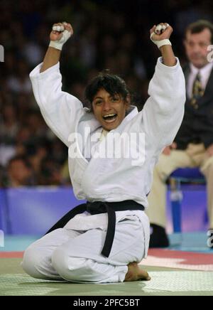 Cuba's Legna Verdecia celebrates her gold medal win against Japan's ...