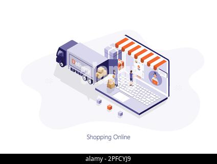 Isometric Logistics and Delivery concept. Delivery home and office ...
