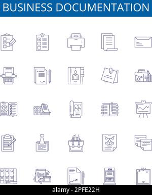 Business documentation line icons signs set. Design collection of ...